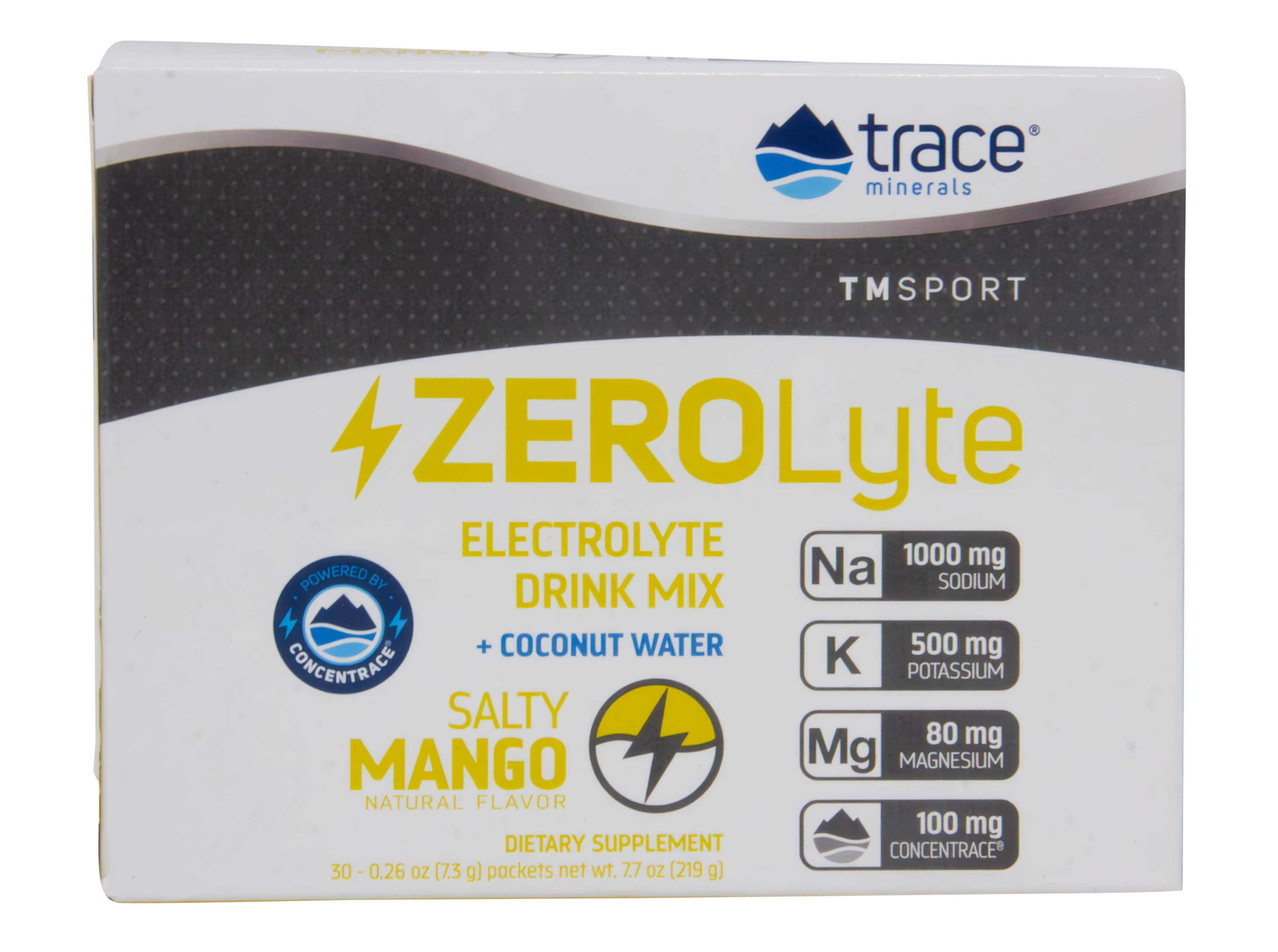 Trace Minerals ZeroLyte Salty Mango, Electrolyte drink mix + coconut w ...