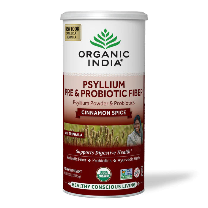 Organic India Psyllium Pre & Probiotic Fiber, Cinnamon Spice, Organic ...
